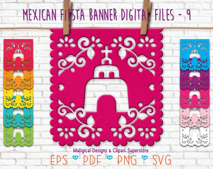 Mexican Fiesta Papel Picado Banner – Día De Los Muertos & Cinco De Mayo ...