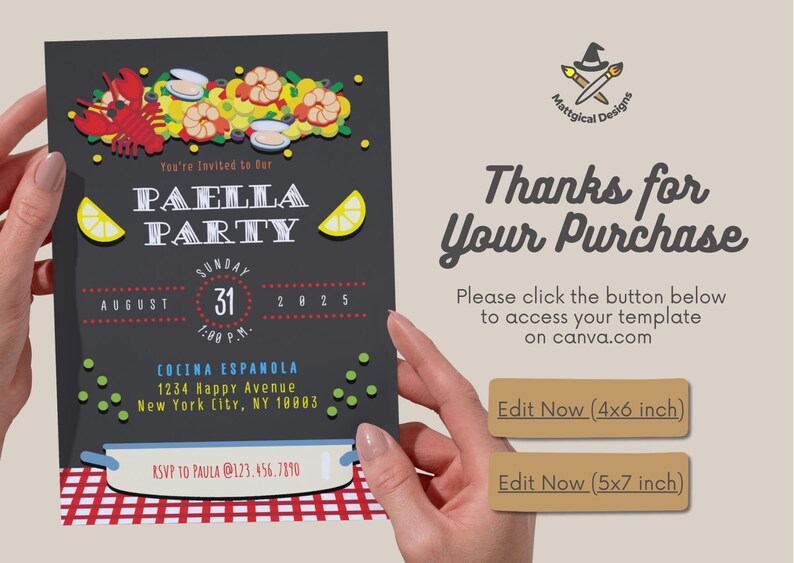 Paella Party Invitation – Editable Canva Digital Template for Spanish ...