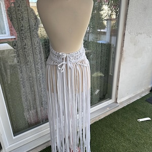 Handmade Macrame Fringe Dress: Recycled Cotton Boho Beach Cover-up - Etsy