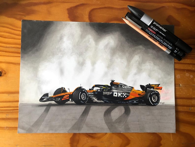 Lando Norris Mclaren MCL39 F1 Car Original Marker Drawing - Etsy