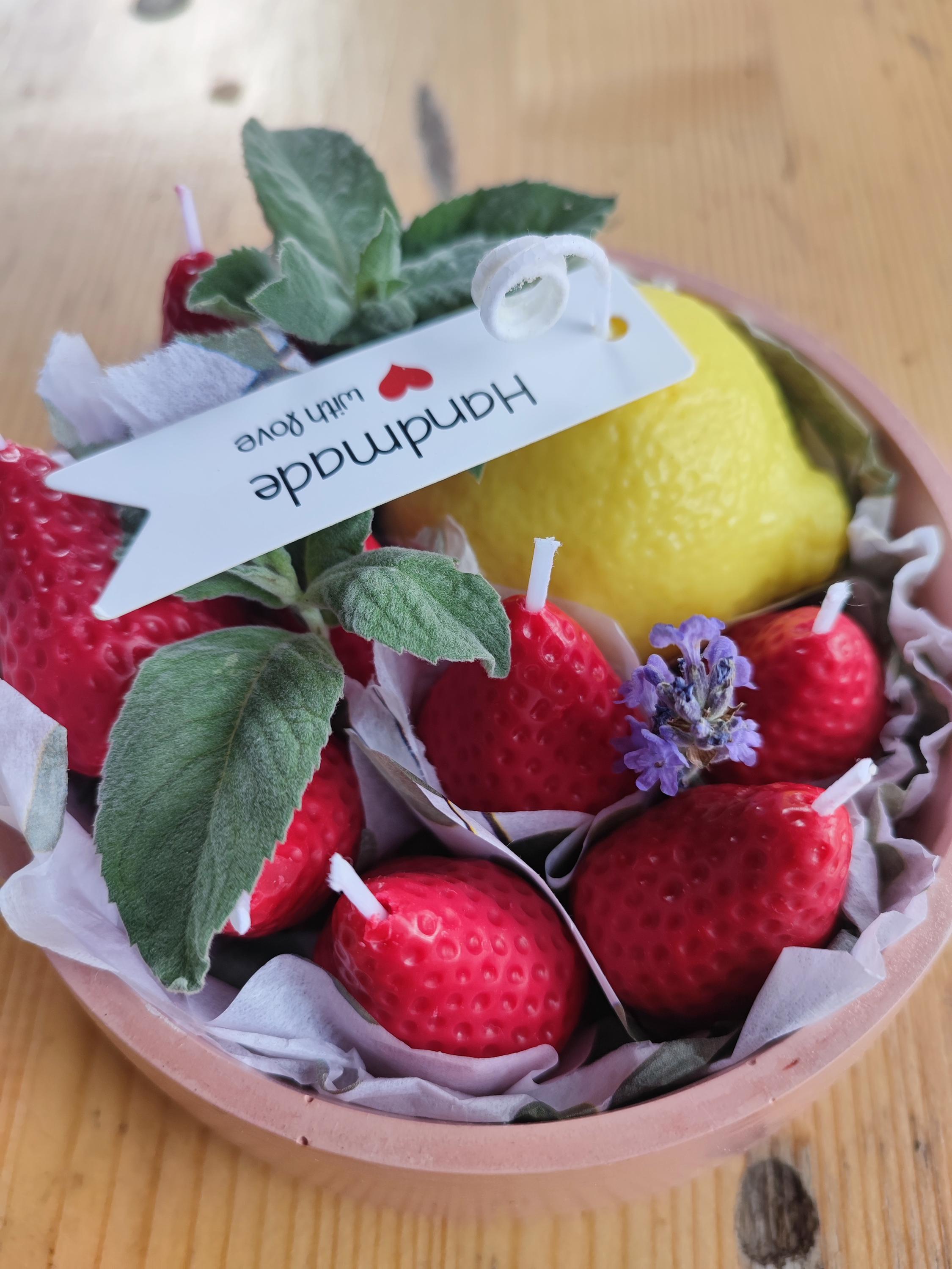 Fruit Candle Set | Realistic Strawberry and Lemon Candles | Handmade ...