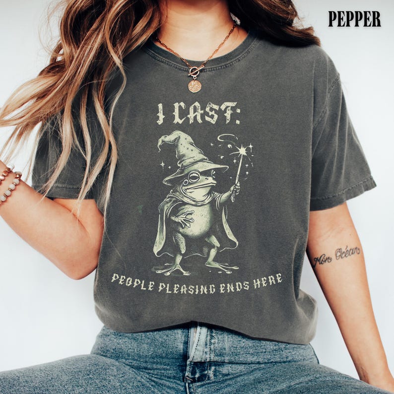 People Pleasing Ends Here T-Shirt, Frog Wizard Shirt, Funny Cottagecore ...