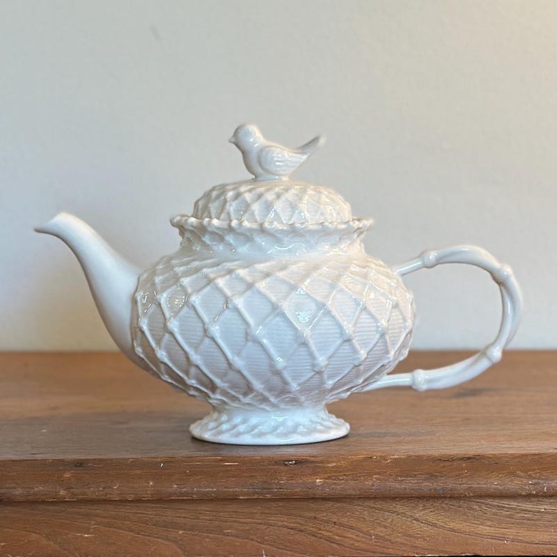 Grace White Teapot - Etsy