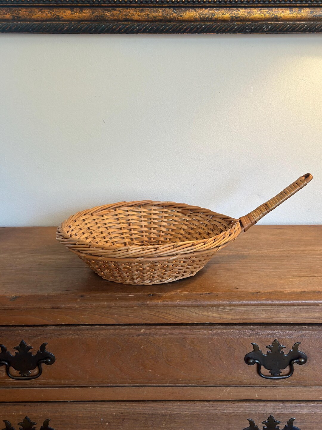 Vintage Wicker Scoop Offering Basket With Handle – Shallow Bread or ...