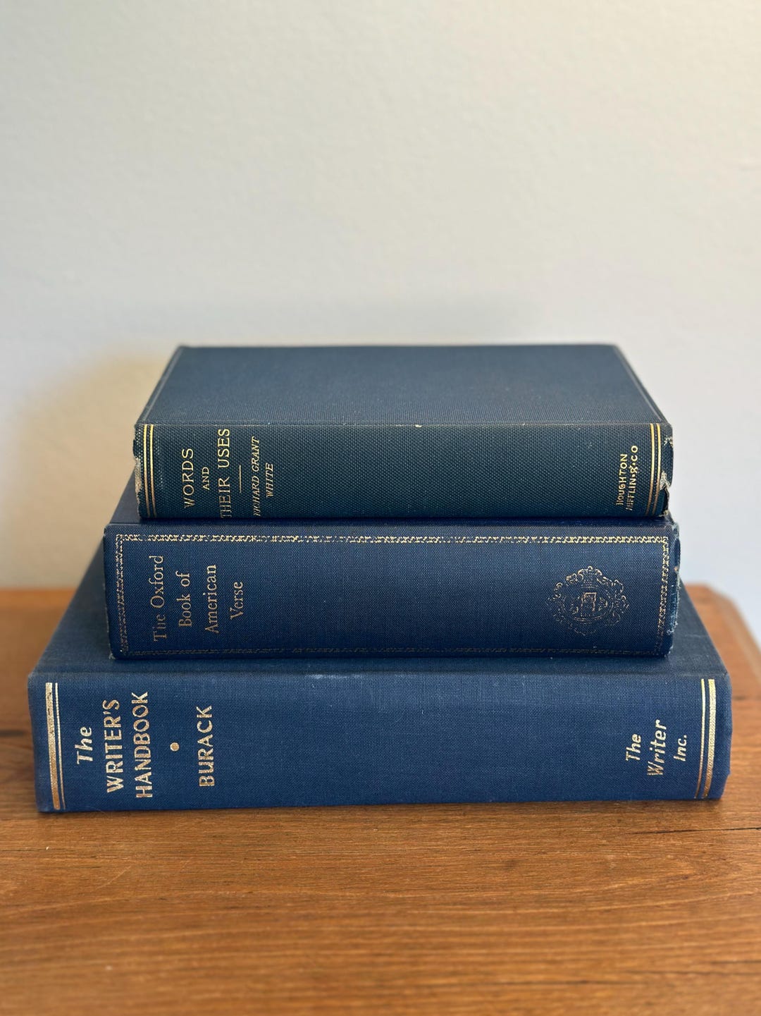 Vintage Navy Blue Book Stack – Dark Academia Literary Decor – Gift for ...