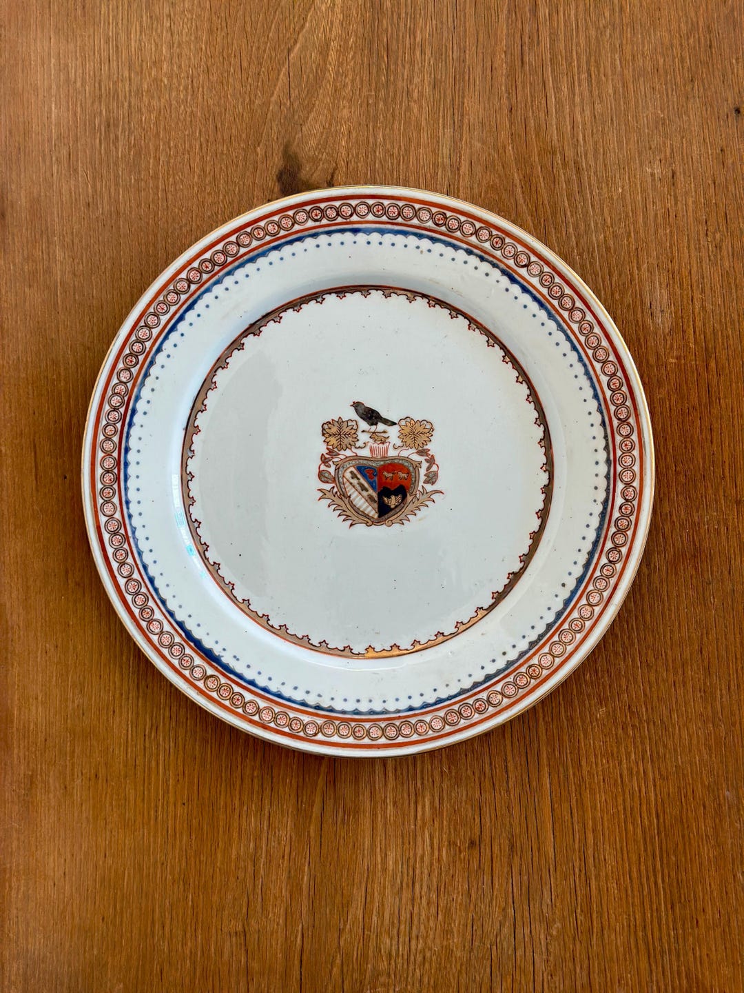Antique 19th Century Armorial China Plate – Bird & Shield Family Crest ...