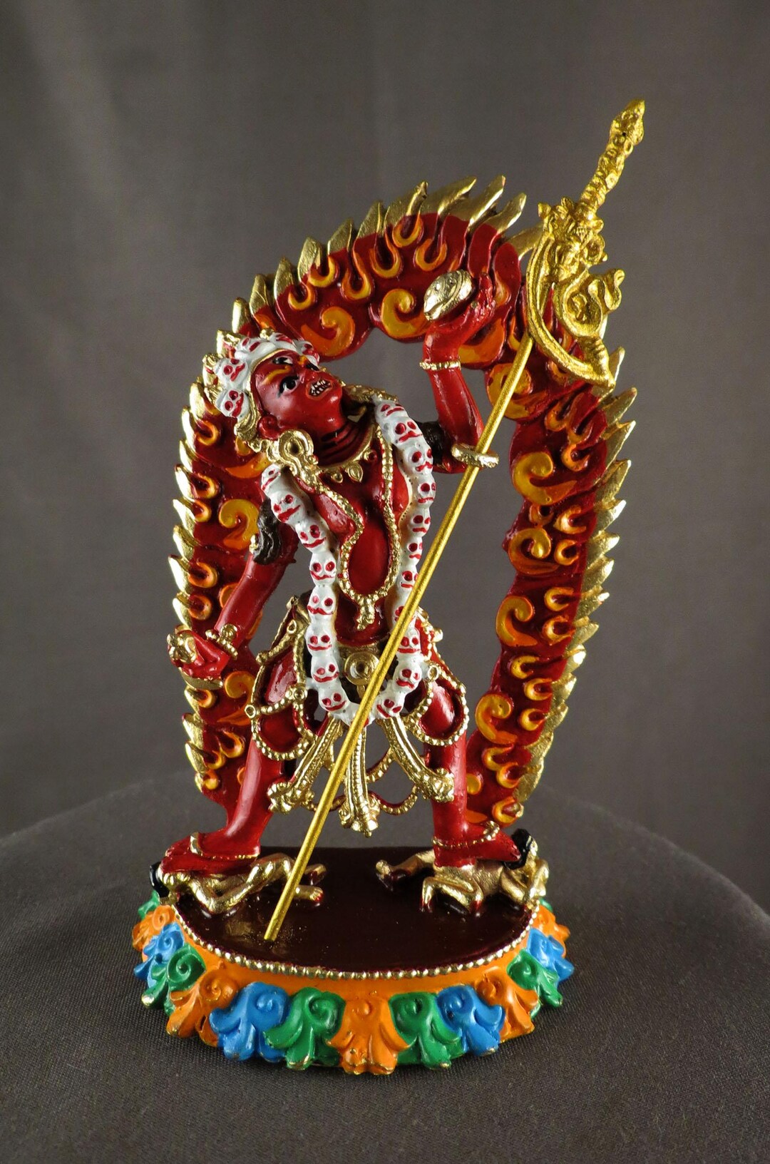 Hand Paint Vajra Yogini Statue: Whole Body Red Acrylic Color Copper ...