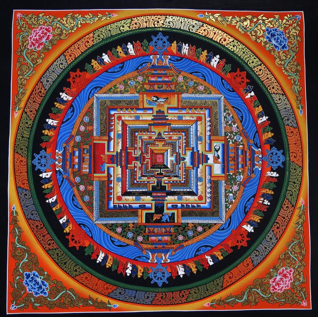 Tibetan Buddhism Ritual Kalachakra Mandala Mandala Huge 50 Cm Thangka ...
