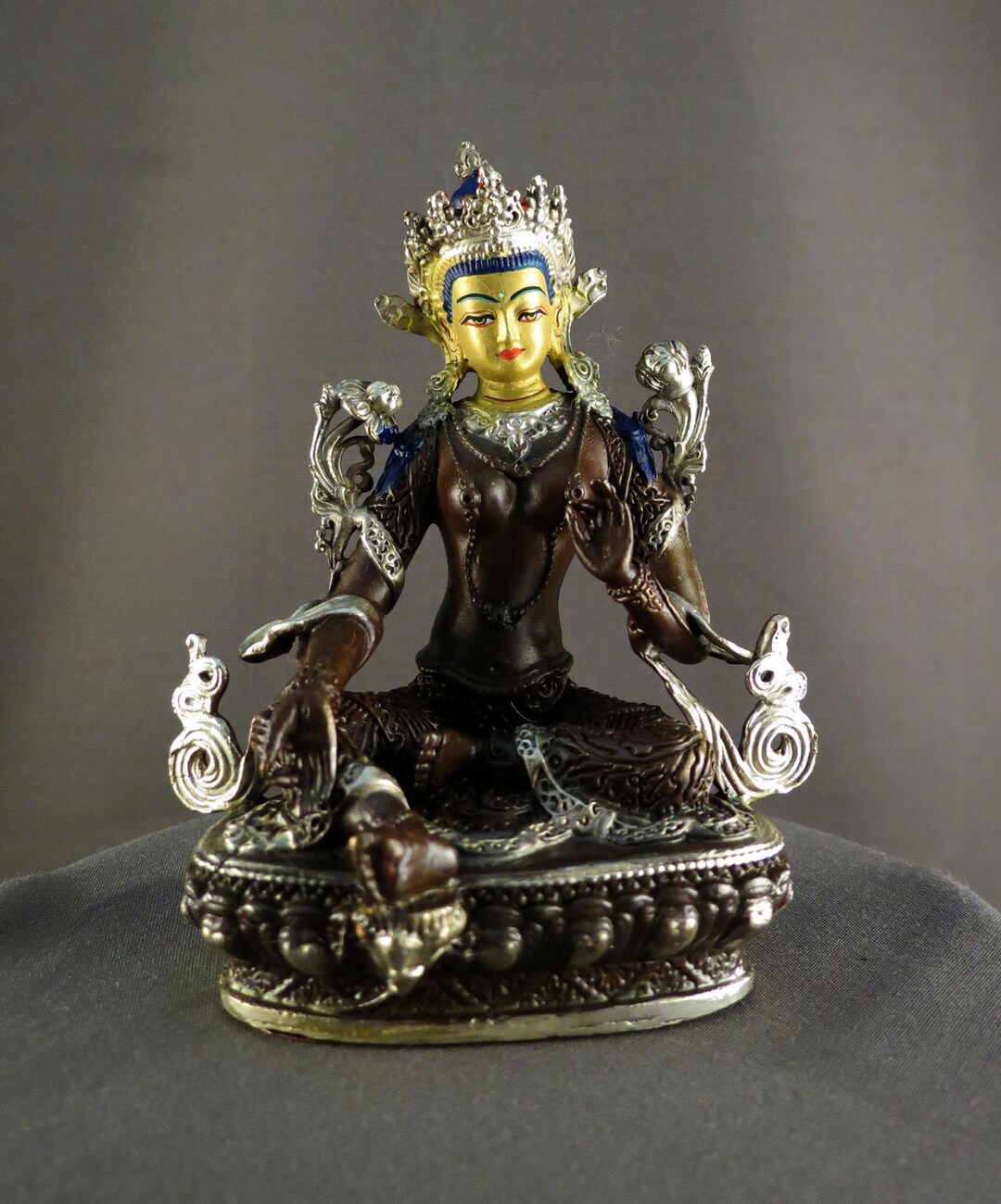 Tibetan Buddhism Goddess Green Tara Dolma Rupa Gold Face Hand Painting ...