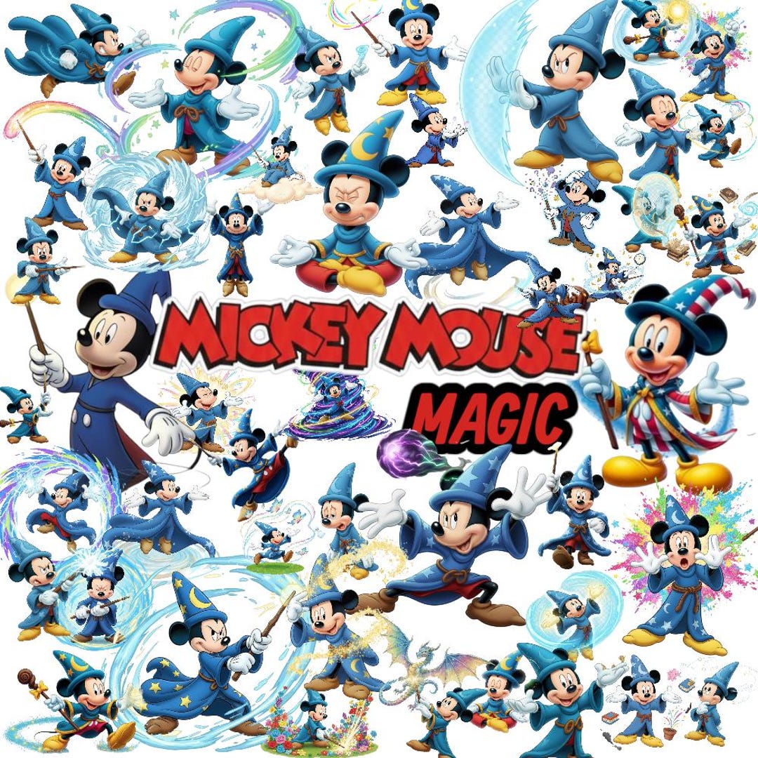 Vintage Mickey Mouse Magic Bundle PNG -cartoon Walt Disney Design ...