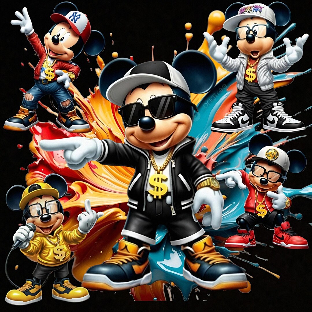 Urban Mickey Mouse PNG Bundle, Hiphop Clipart (digital Download)mikkey ...