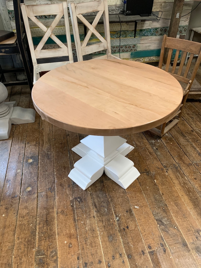 Edgewater Round Pedestal Dining Table With Solid Maple Top - Etsy