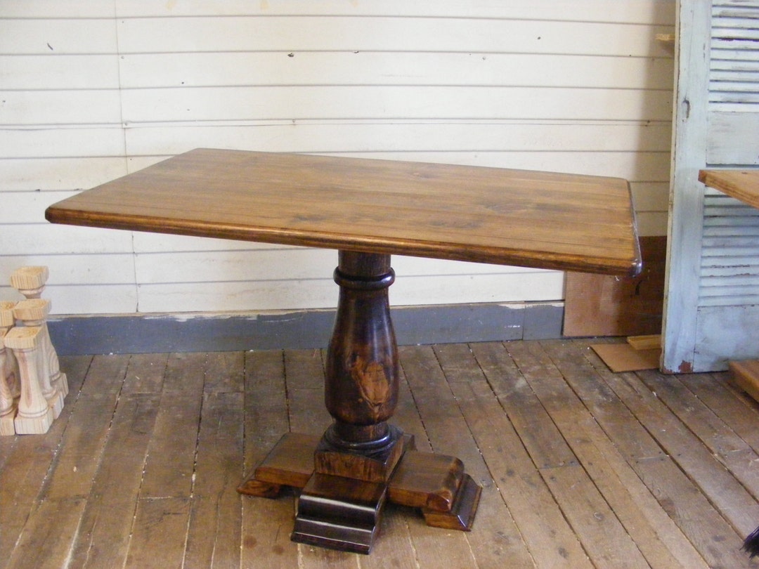 Handcrafted Rectangle Vintage Style Balustrade Pedestal Table With A ...