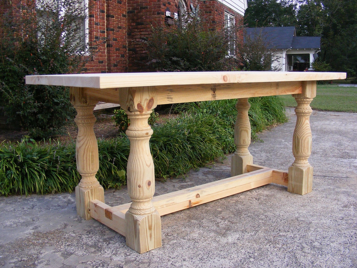 Handcrafted Solid Pine 36 INCH TALL Dining or Kitchen Table With 2 Inch ...