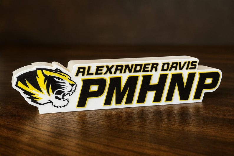Personalized Team Logo Desk Name Plate: 3D Printed Custom Office Decor ...