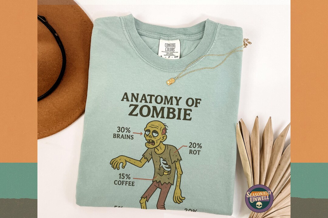 Anatomy of a Zombie Graphic Shirt | Comfort Colors Halloween Zombie Tee ...