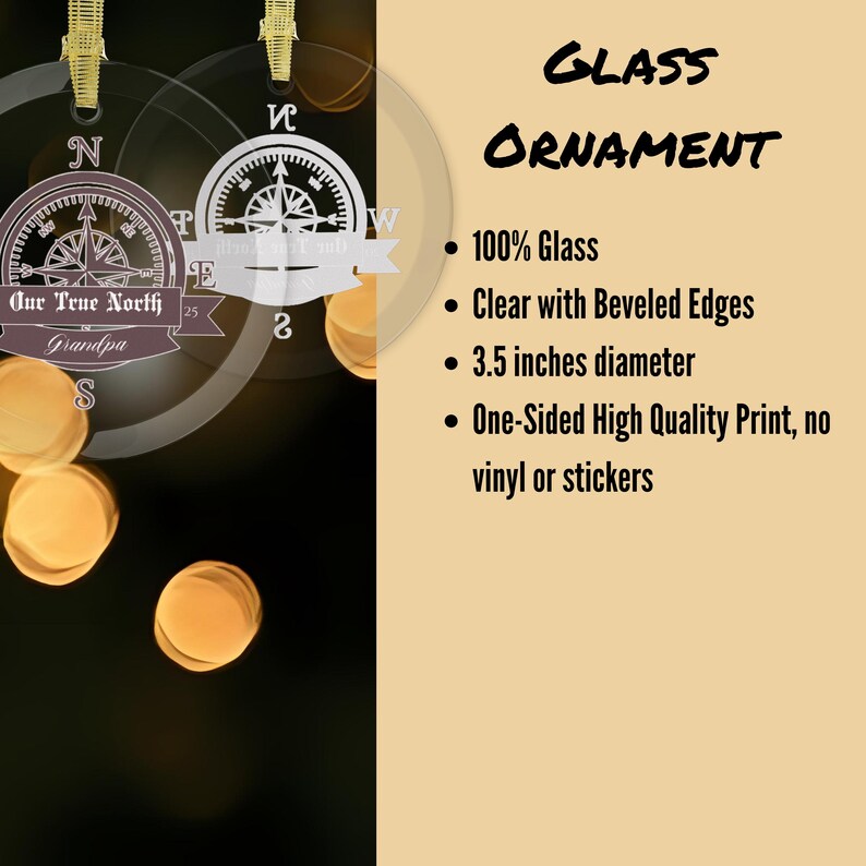 Personalized Nautical Compass True North Glass Ornament | 3.5 In - Etsy