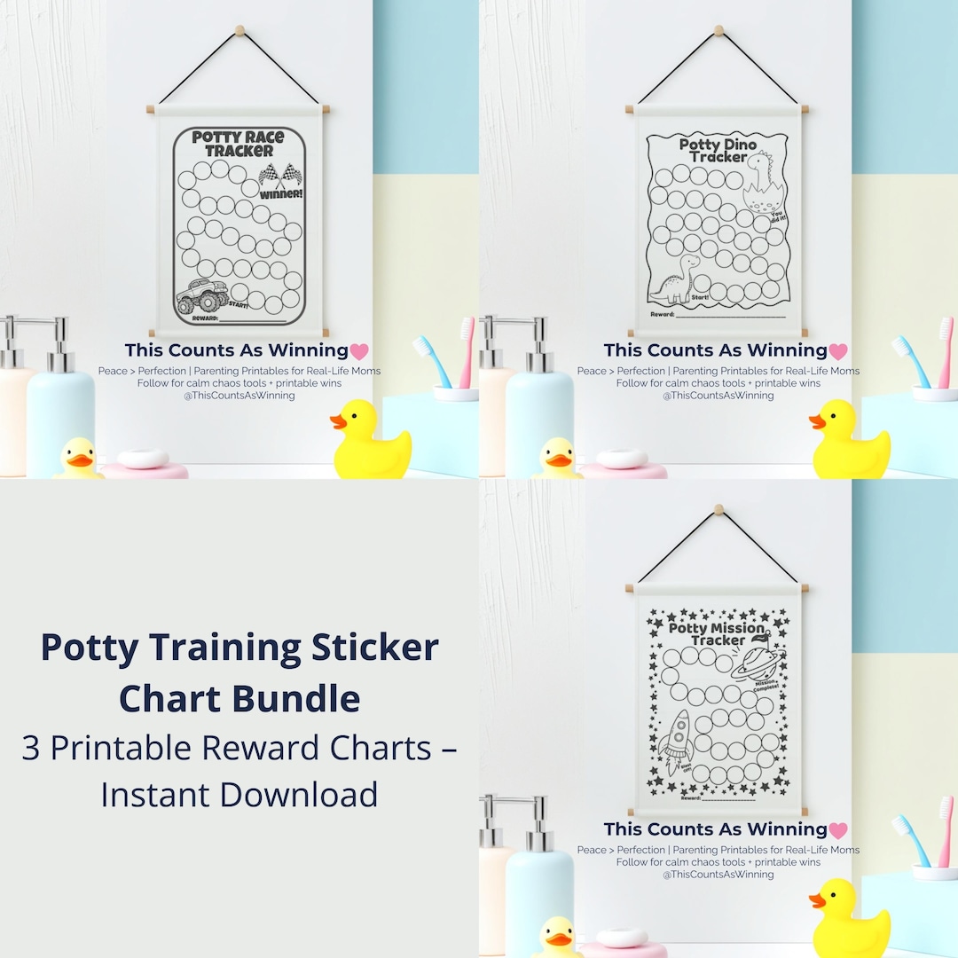 Boy Potty Training Chart Bundle (3 Pack) | Printable Toddler Reward ...