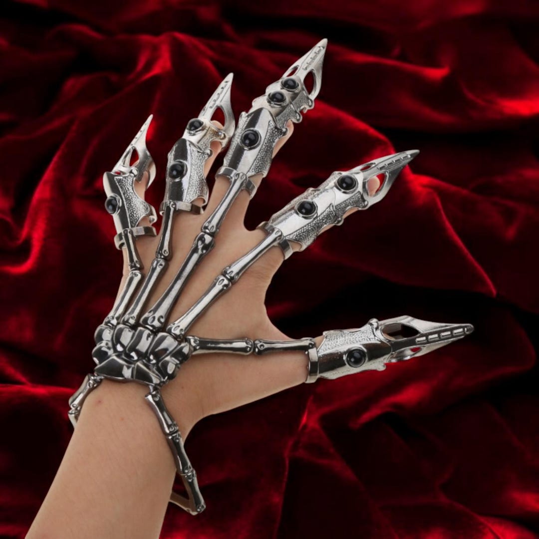 Futuristic Skeleton Hand Claw Rings, Cyberpunk Alloy Glove - Etsy