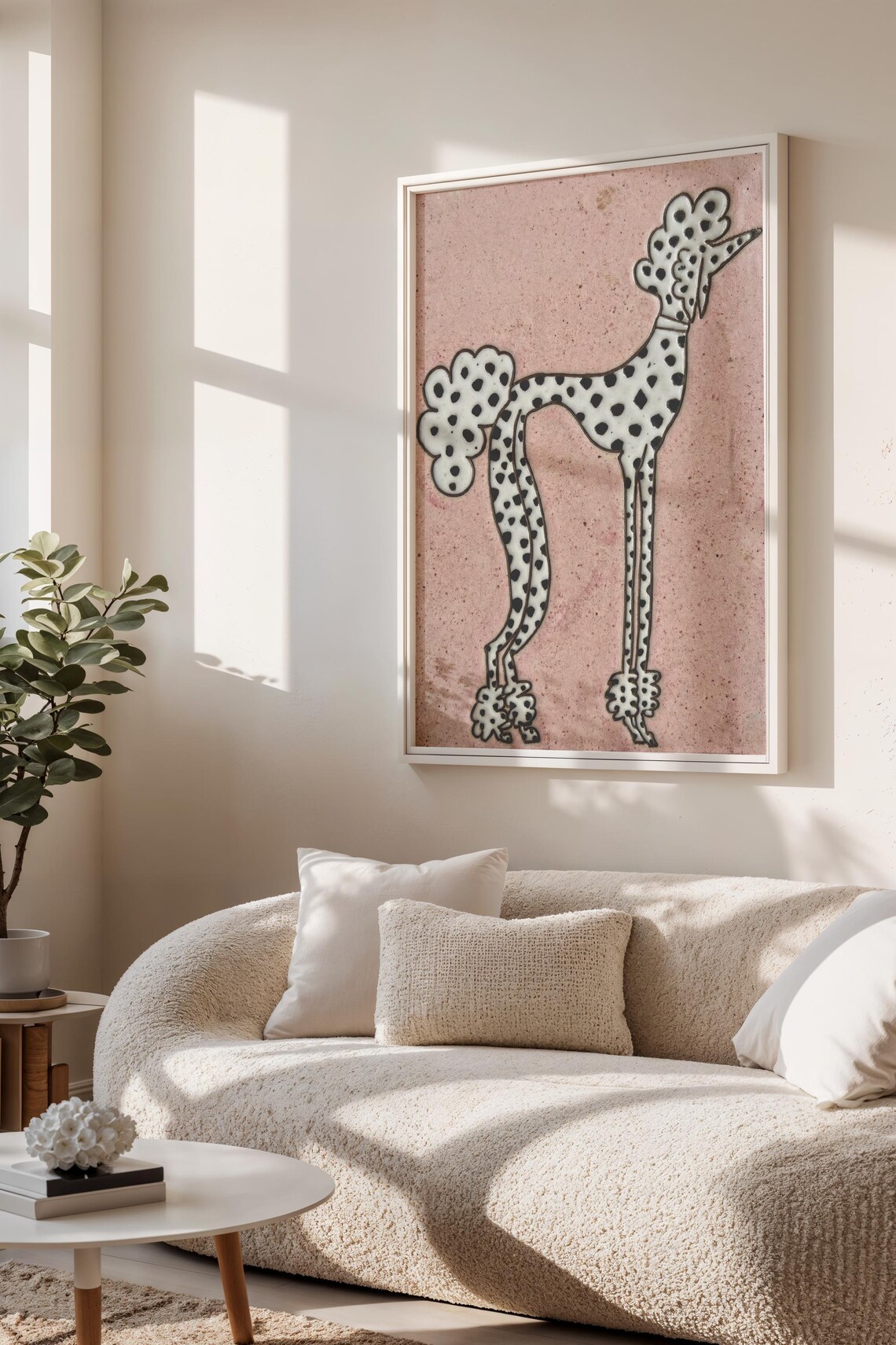 Pink Spotted Poodle Wall Art Retro Mid Century Dog Print - Etsy