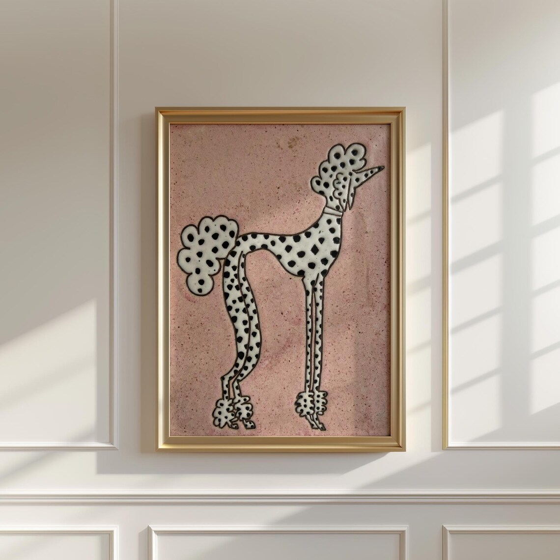 Pink Spotted Poodle Wall Art Retro Mid Century Dog Print - Etsy
