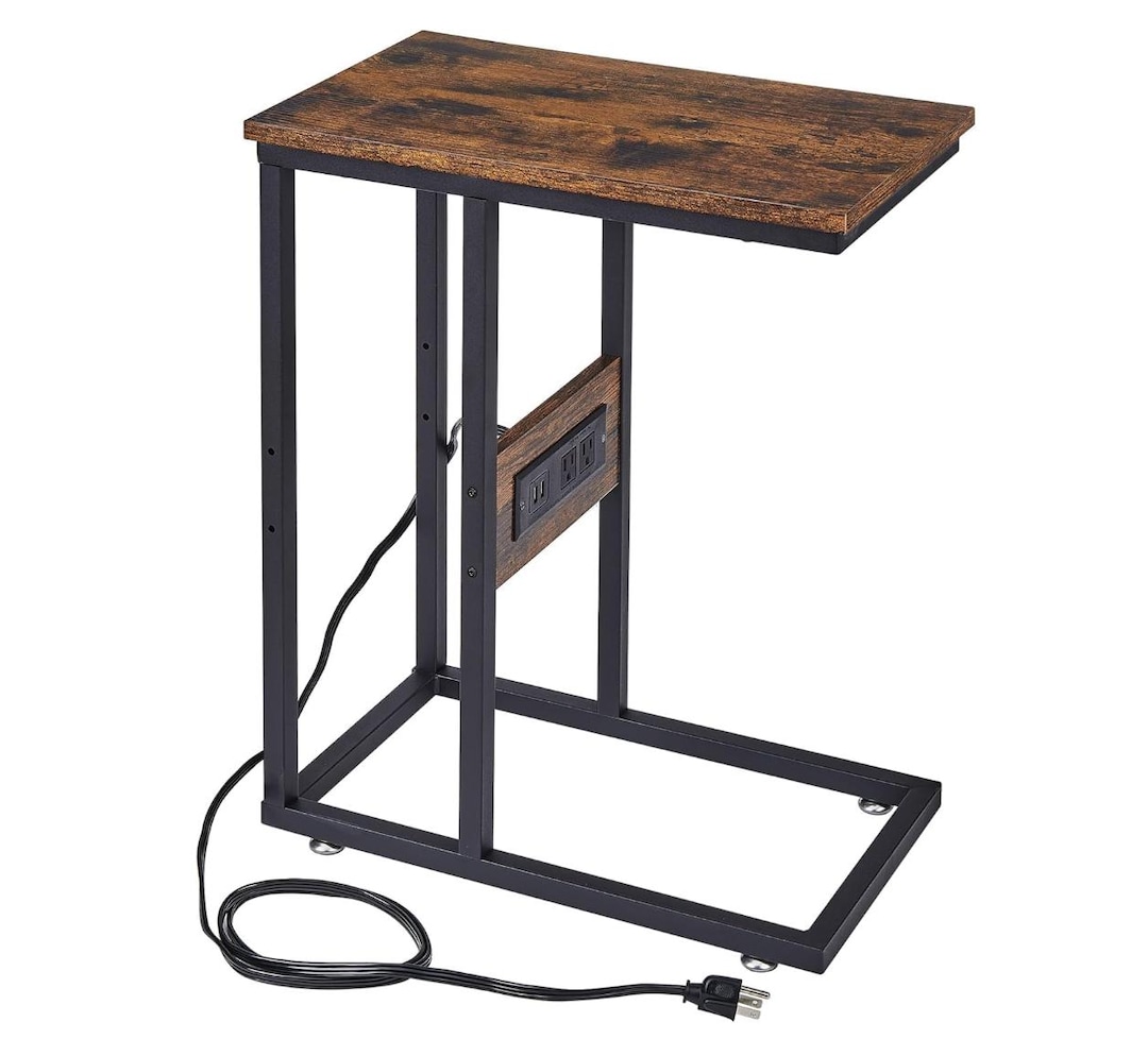 C-shaped Side Table With Charging Station - Etsy