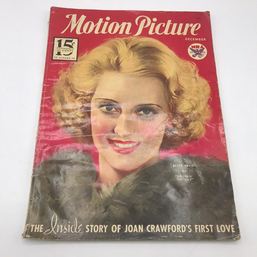 Motion Picture Magazine December 1933 Bette Davis Cover Illustrated ...