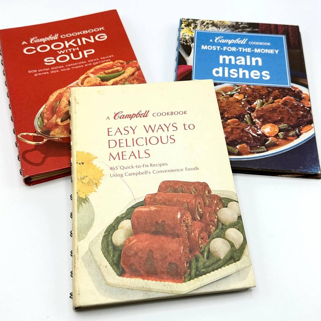3x Vintage Campbell's Spiral Bound Cookbooks Soup, Easy Meals, & Main ...
