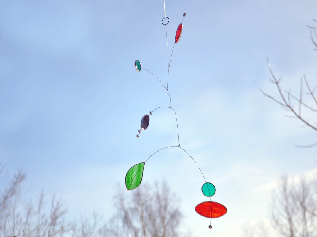 Red Alpha Mobile,red Hanging Mobile,art Mobile,kinetic Mobile,stained ...