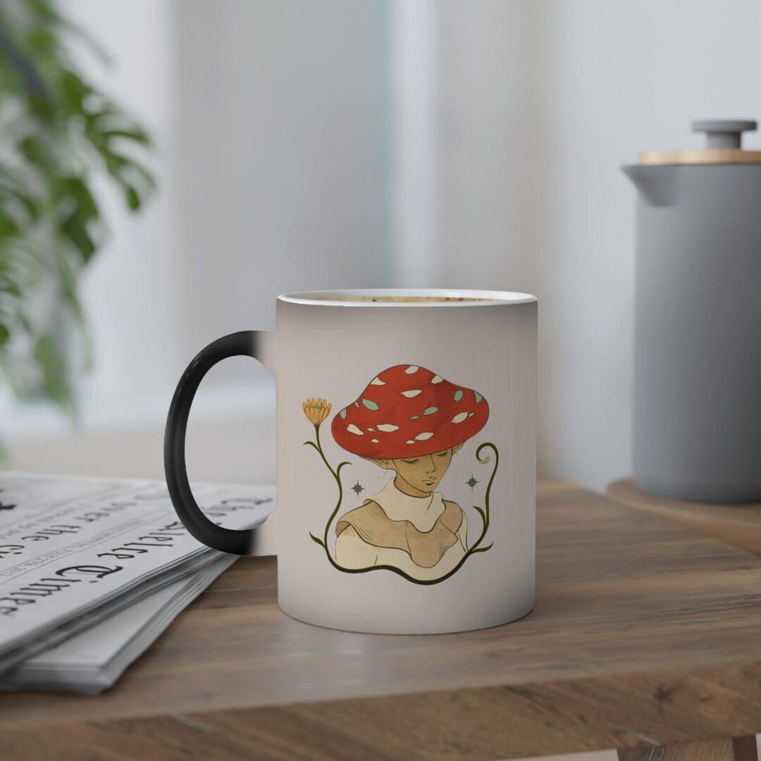 Color-changing Mushroom Mug: Whimsical Heat-sensitive Ceramic Coffee ...