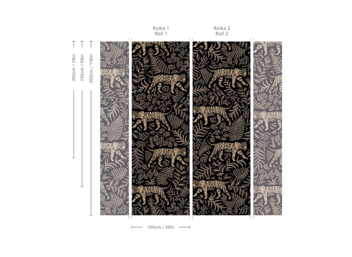 Tiger Wallpaper Mural: Subtle Jungle Print, Living Room Decor - Etsy