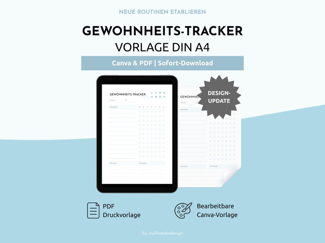 Habit Tracker A4 Canva Template | Printable PDF for Your Daily Routine ...