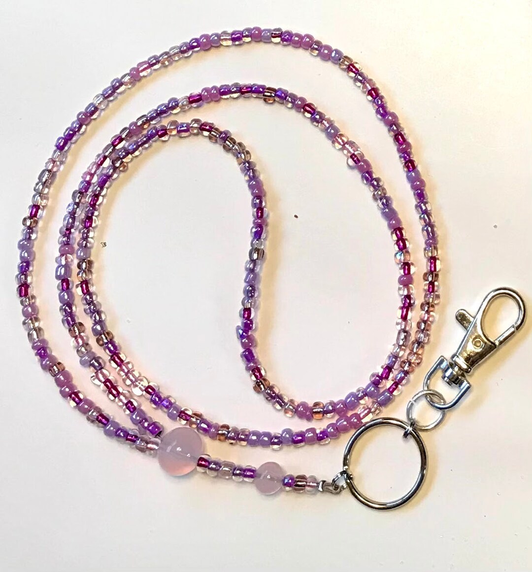 ID Badge Lanyard, ID Badge Clip Necklace, Colorful Seed Bead Chain. - Etsy