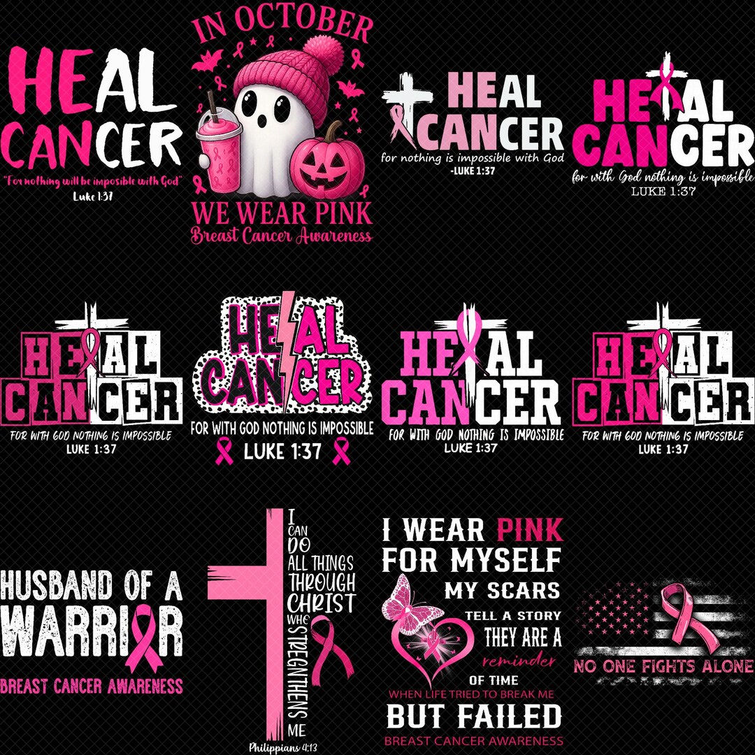 Heal Cancer PNG Bundle, Breast Cancer Awareness Designs, Support Fight ...