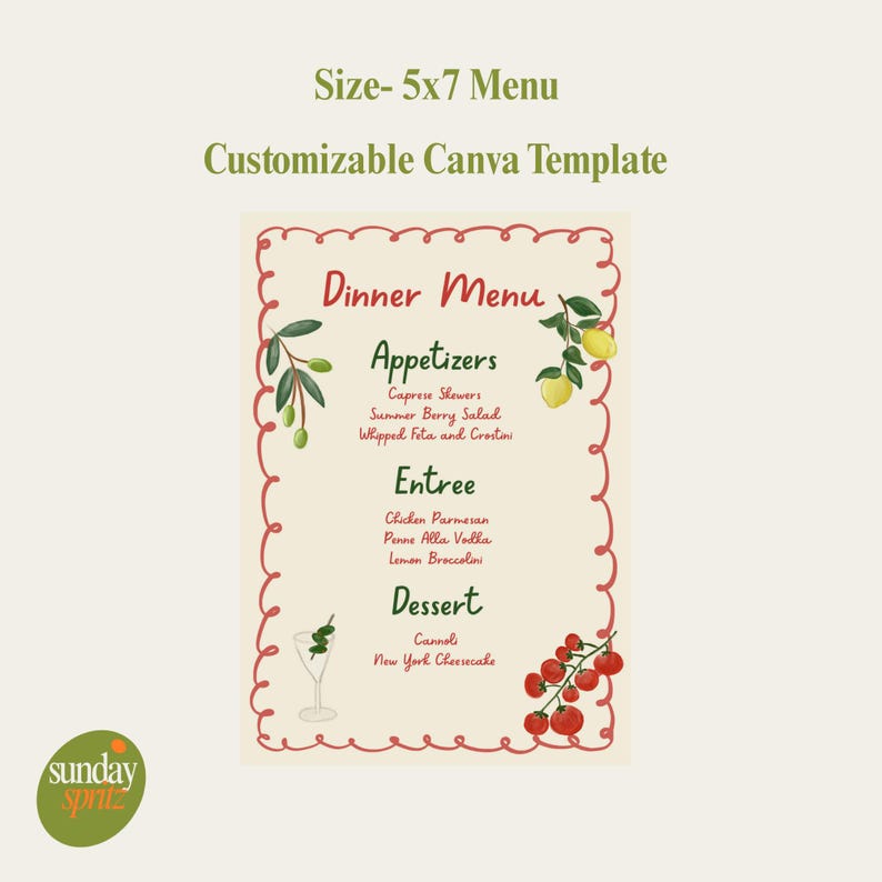 That's Amore Dinner Menu Template: Italian Party Printable (canva ...