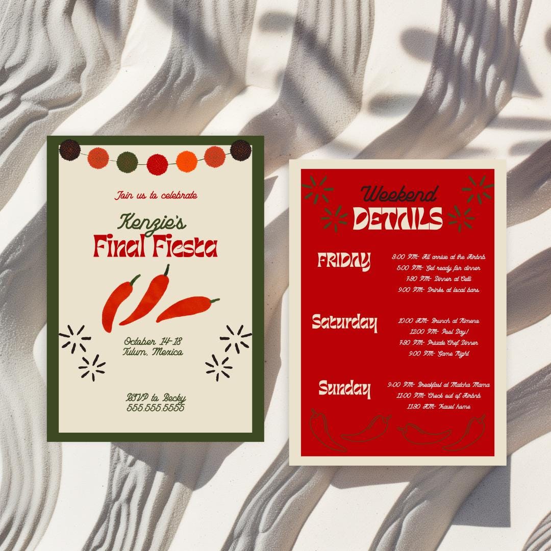 Final Fiesta Bachelorette Party Invitation: Editable Canva Template ...