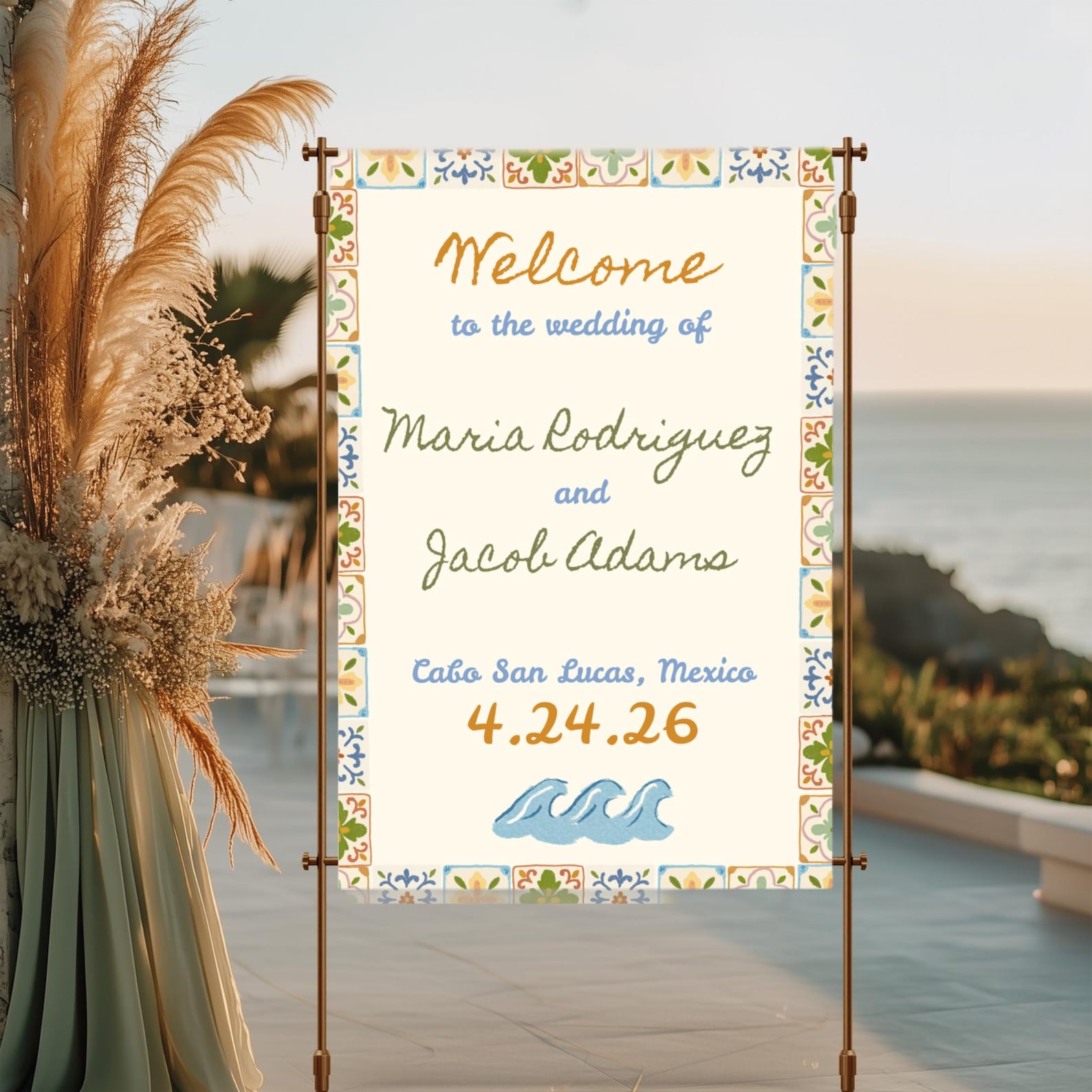 Tropical Coastal Wedding Welcome Sign: Canva Template Digital Download ...