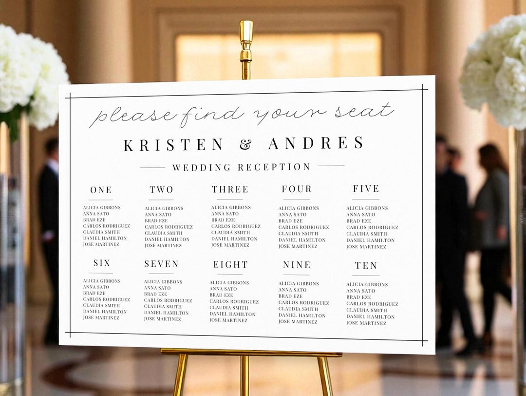 Seating Chart Template, Table Numbers, Guest List, Weddings, Events ...