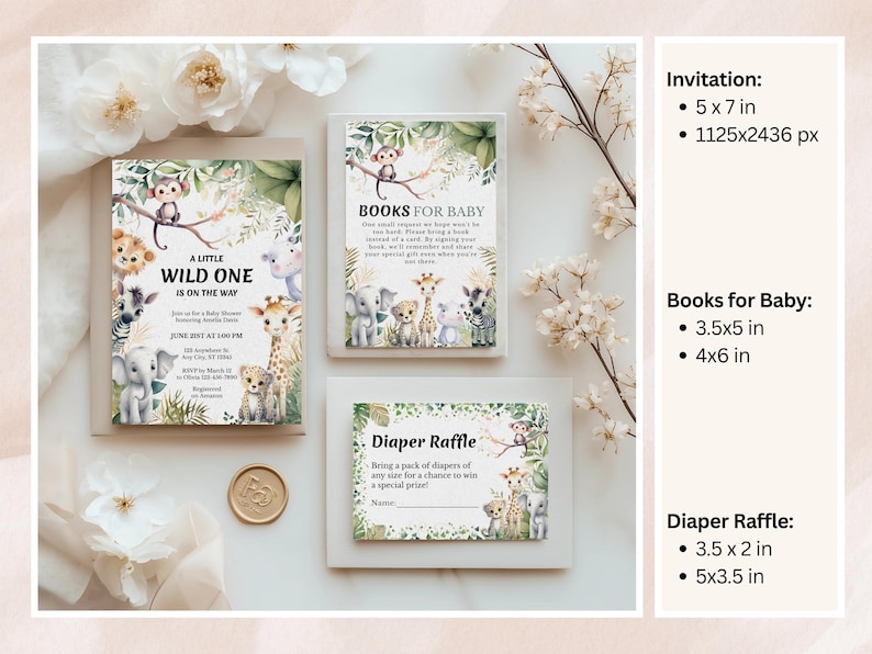 Wild One Baby Shower Invitation Suite: Safari Invite Set, Editable ...