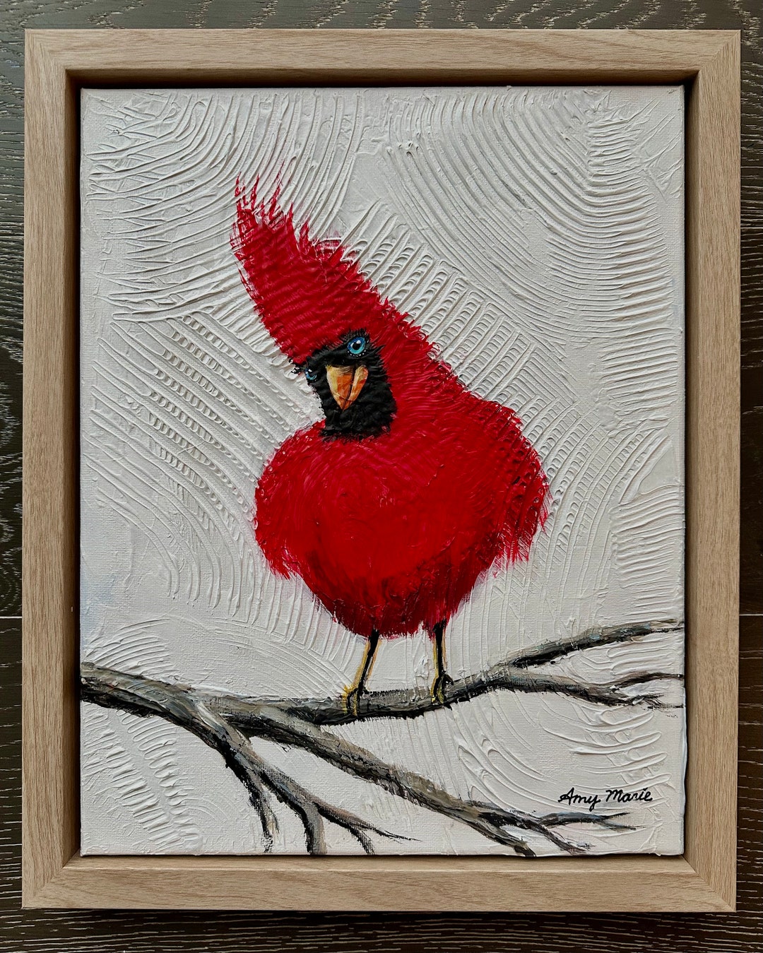 Framed Original Red Cardinal Painting. the Cute Cardinal by - Etsy