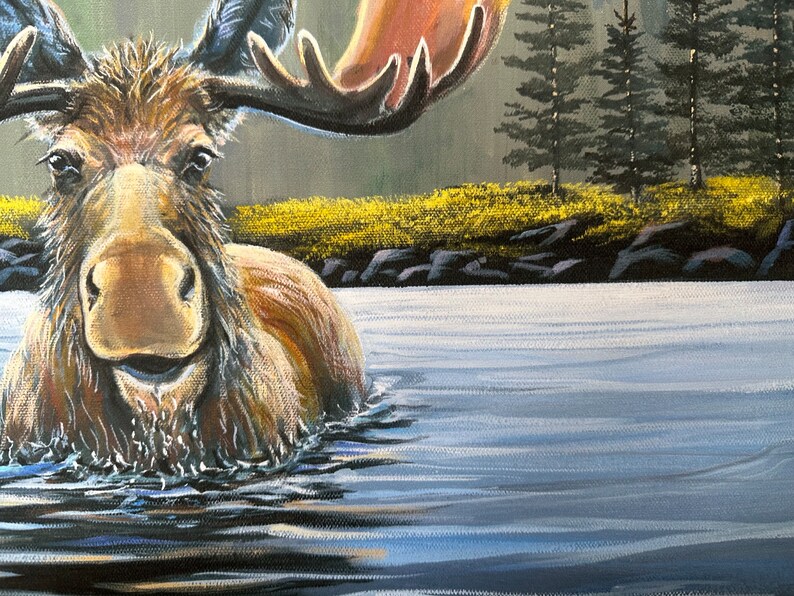 Northwoods Matt the Moose Canvas Print. Painting by Amy Marie Kulseth ...