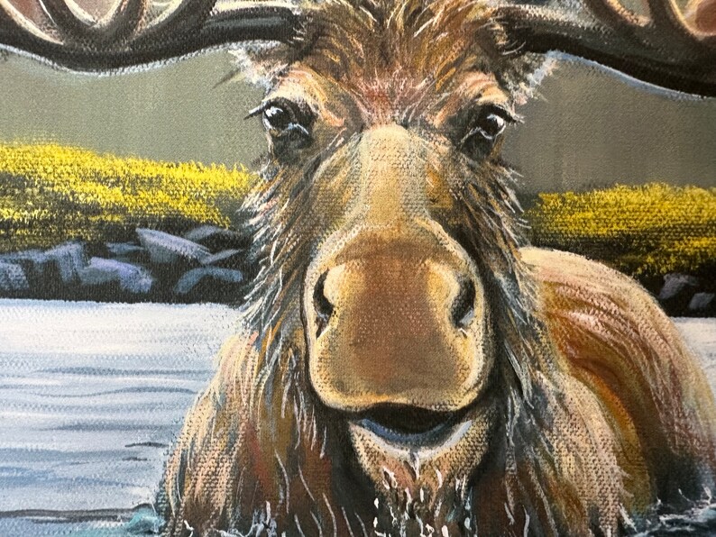 Northwoods Matt the Moose Canvas Print. Painting by Amy Marie Kulseth ...