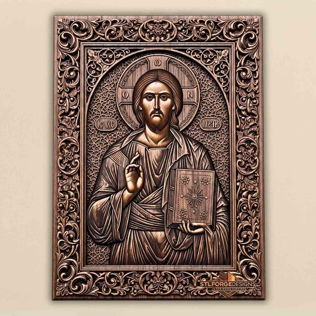 Jesus Christ Icon 3D STL Model: Orthodox Christian CNC Carving File - Etsy