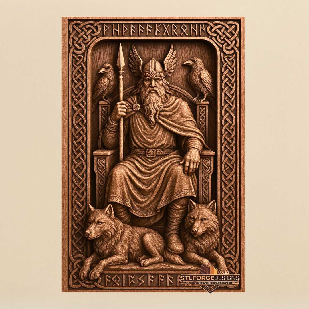 Odin STL File • Norse God 3D Relief • Viking Wall Art CNC Model ...