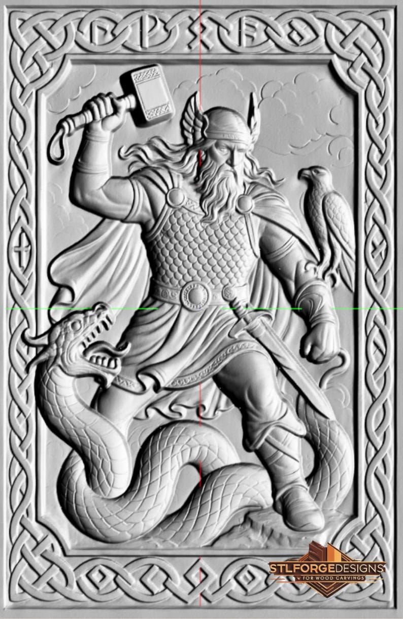 Thor Vs Serpent STL | Viking CNC Relief | Norse Mythology Carving ...