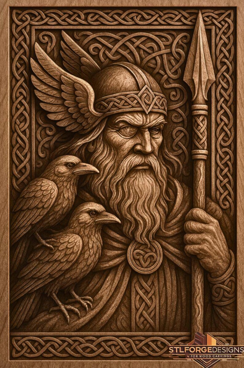 Odin Viking STL File | Norse God With Ravens 3D Relief for CNC Router ...