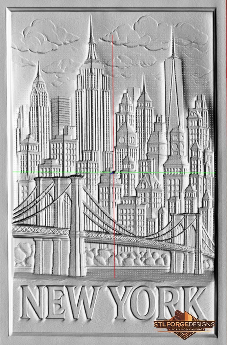 New York STL File – 3D Relief Model of NYC Skyline & Manhattan Bridge ...