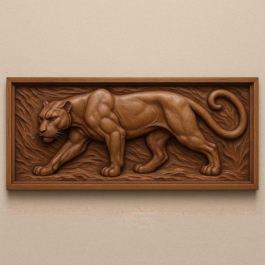 Panther STL File – 3D Relief Model of Cougar / Big Cat | CNC Router ...