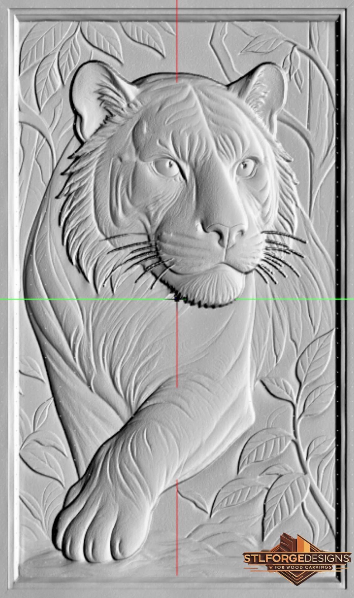 Tiger 3D Relief STL File: CNC Laser Engraving, Wildlife Art (digital ...