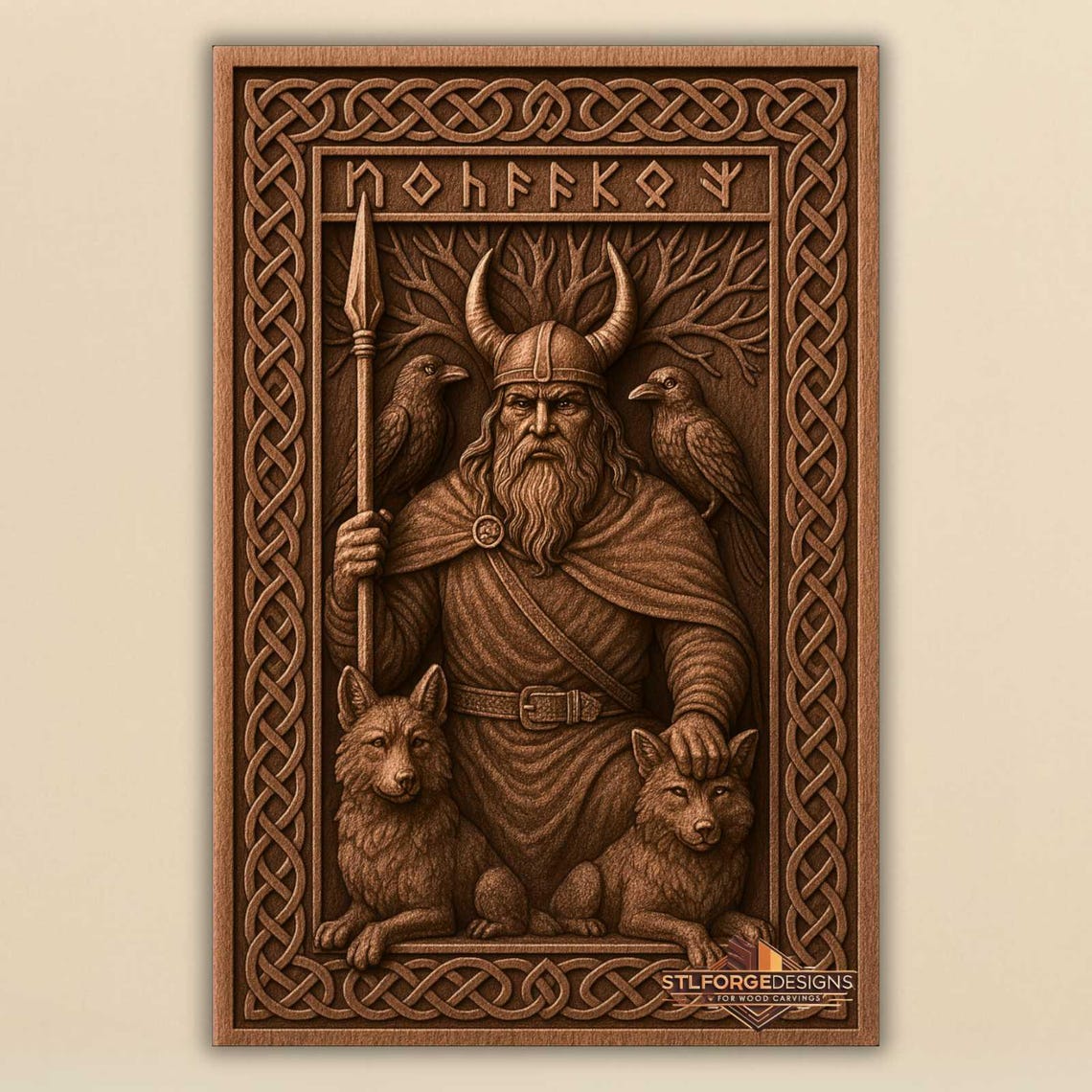 Odin Viking God STL File | Norse Mythology 3D Relief With Ravens ...